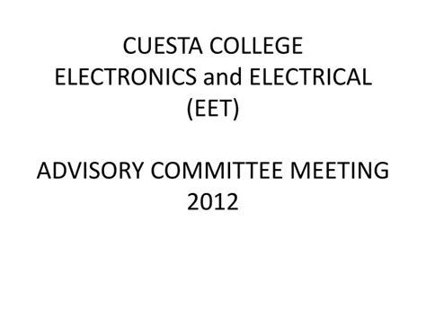 Ppt Cuesta College Electronics And Electrical Eet Advisory