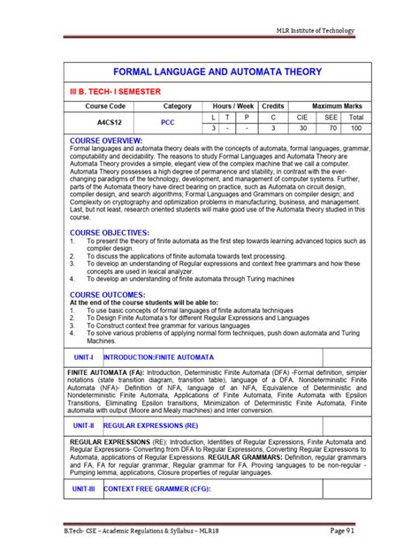 Formal Language And Automata Theory Pdf