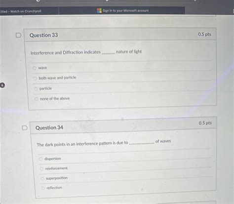 Solved Interference And Diffraction Indicates Nature Of Chegg