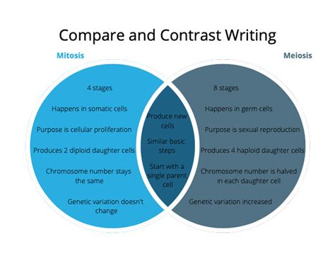 Meiosis Vs Mitosis Comparison Chart