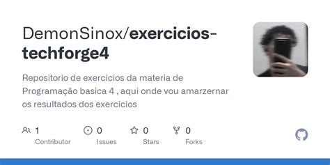 Github Demonsinox Exercicios Techforge Repositorio De Exercicios Da Materia De Programa O