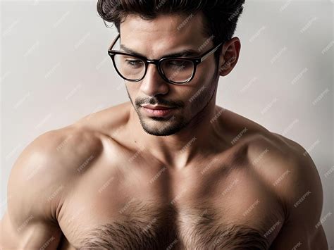 Premium Photo Self Portrait Of A Hairy Shirtless Muscular Guy With