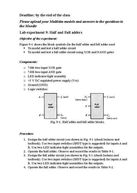 Lab Lab Deadline By The End Of The Class Please Upload Your Multisim Models And Answers To