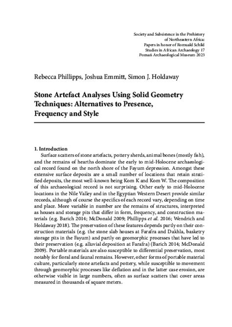 Pdf Stone Artefact Analyses Using Solid Geometry Techniques