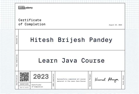 Java Programming Certificationcomplete Codecademy Hitesh Pandey