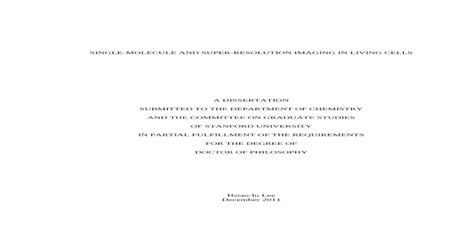 Pdf Single Molecule And Super Resolution Imaging In Living Cells A Dissertation Submitted To