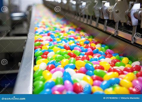 High Tech Machinery Creating An Array Of Candy Products Stock