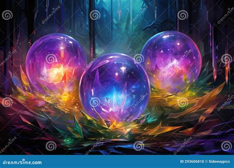 Arcane Crystal Orbs Containing Trapped Magical Entities With Untold
