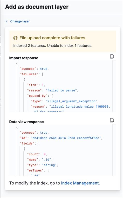 Kibana Maps UI Upload Geojson Failure Should Be Received As Such Issue Elastic