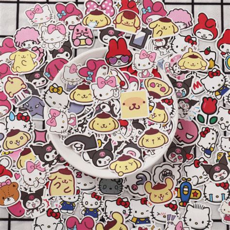 2개구입시할인 60조각 방수스티커 스티커팩 산리오 스티커 쿠로미 마이멜로디 키티 폼폼푸린 푸린 시나모롤 시나 짱구 믹스 스티커세트 다꾸 다이어리 친구선물 조각스티커 랜덤