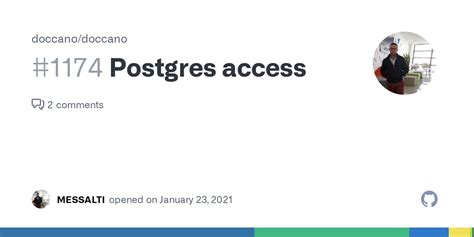 Postgres Access · Issue 1174 · Doccanodoccano · Github
