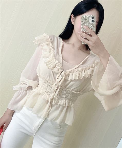 최저가모델소장핏보장 소피 쉬폰 블라우스 에이블리