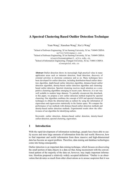 Pdf A Spectral Clustering Based Outlier Detection Technique