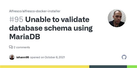 Unable To Validate Database Schema Using Mariadb · Issue 95 · Alfrescoalfresco Docker