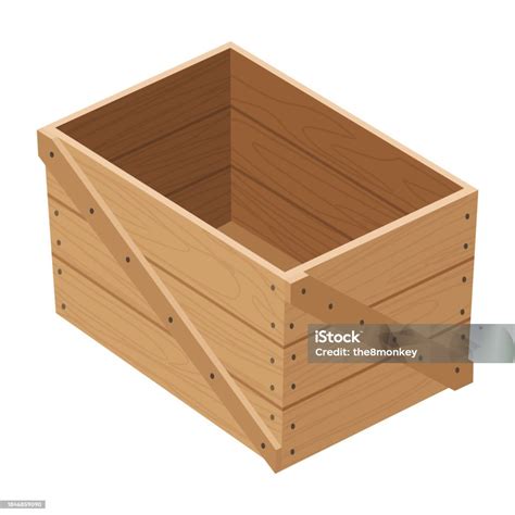 나무 상자 소매 물류 배송 보관 개념 배달 컨테이너 빈 소포 또는 배송 상자는 벡터 그림을 분리합니다 식품 또는 제품용 화물 분배 팩 갈색에 대한 스톡 벡터 아트 및 기타