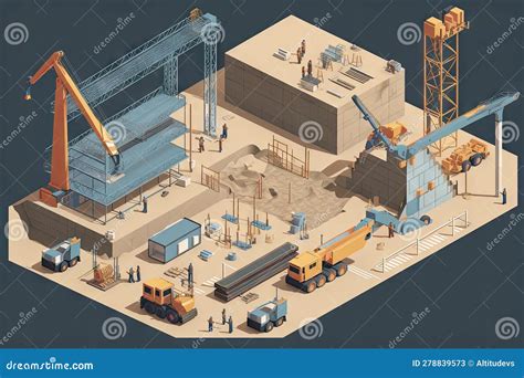 A Construction Site With Isometric And Axonometric Projections Showing The Various Work Stages