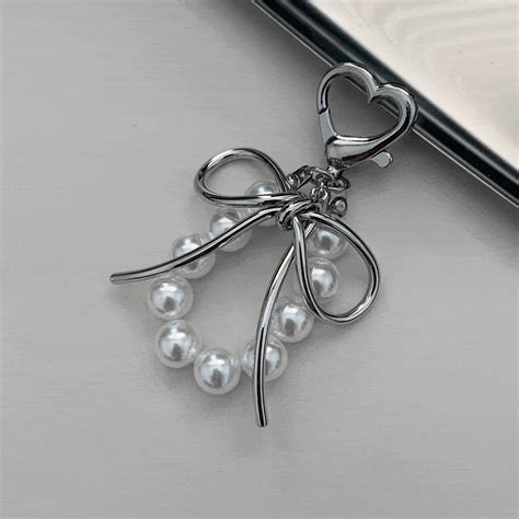 Handmadeღ 실버 매듭 리본 진주 키링 폰꾸 백꾸 가방걸이 에어팟키링 자동차키링 폰키링 에이블리