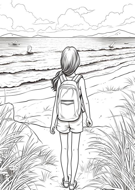 여름 컬러링 페이지 여름 윤 컬러링페이지 여름 풍경 라인 아트 컬러링 피드 여름 컬러팅 책 어른들 컬러팅 페이지 인공지능 생성 프리미엄 사진