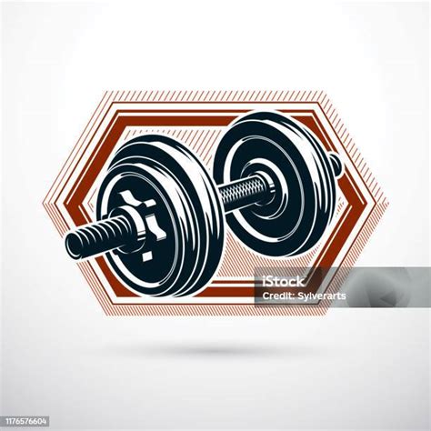 디스크 무게로 구성된 흰색에 격리 된 아령 벡터 그림 역도 및 크로스 핏 훈련을위한 스포츠 장비 강철에 대한 스톡 벡터 아트 및 기타 이미지 Istock