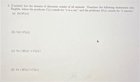 solved 4 [2 points let the domain of discourse consist of