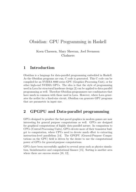 Pdf Obsidian Gpu Programming In Haskell