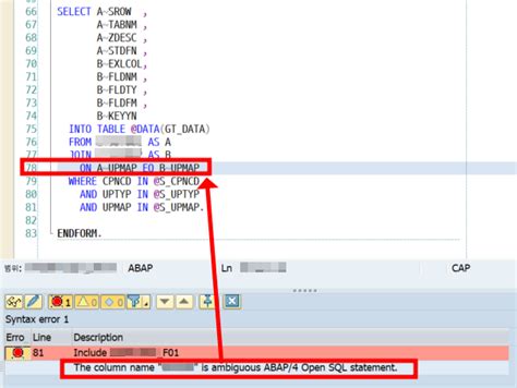 Sapabap The Column Name Xxxx Is Ambiguous Abap4 Open Sql Statement