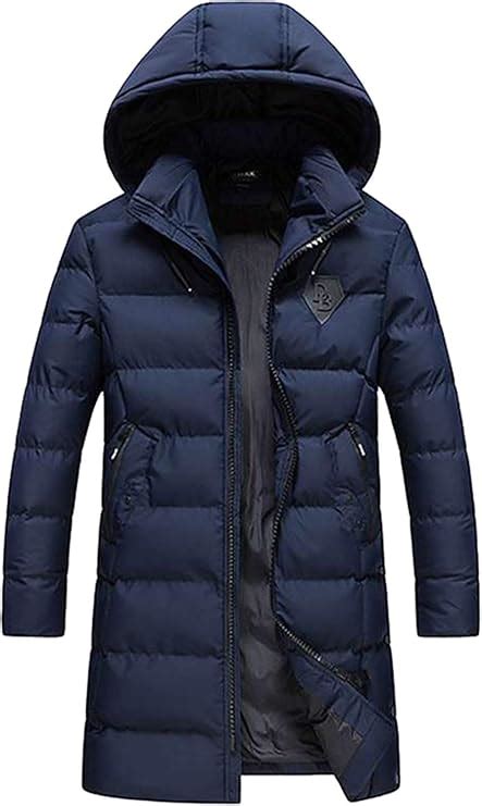 Icegrey Mens Winter Long Puffer Down Coats Jacket With Hood Blue S Uk Clothing