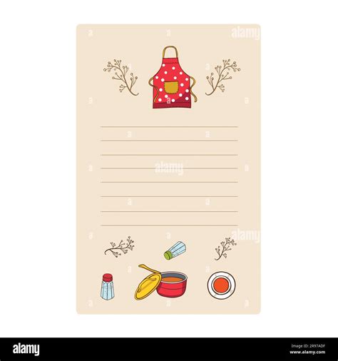 Recipe Card Cookbook Template With Kitchen Utensils Vector Illustration Stock Vector Image