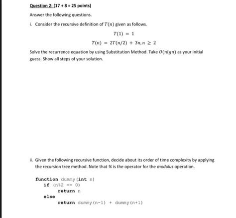 Solved Question 2 17825 Points Answer The Following