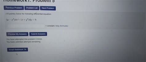 Solved 10 Points Solve The Following Differential