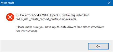 how to fix opengl error 65543 in minecraft