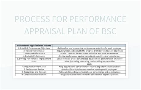 Process For Performance Appraisal Plan Of BSC Excel Template And Google
