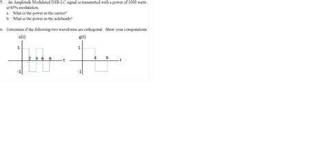 Solved An Amplitude Modulated DSB LC Signal Is Transmitted Chegg