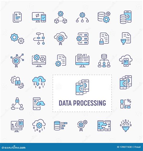Data Processing Icon Set Stock Vector Illustration Of Concept