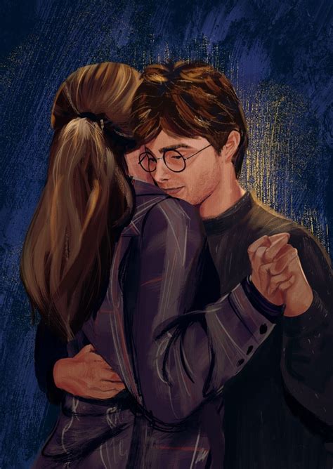 Иллюстрация Гарри и Гермиона вселенная Гарри Поттера в стиле