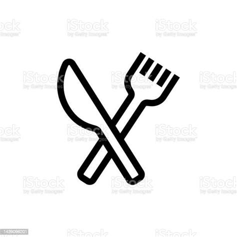 포크가 있는 나이프 라인 아이콘 그림 음식 메뉴 아이콘에 적합합니다 포장과 관련된 아이콘입니다 간단한 벡터 디자인 편집 가능 32 X 32에서 완벽한 픽셀 그릇에 대한 스톡