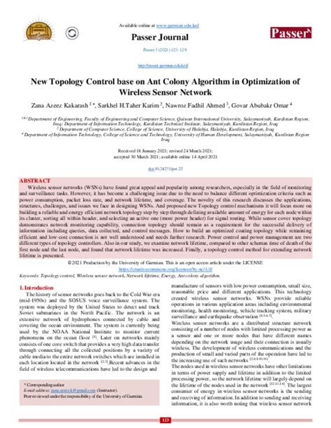 Pdf New Topology Control Base On Ant Colony Algorithm In Optimization Of Wireless Sensor Network