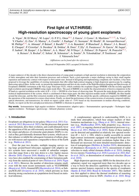 Pdf First Light Of Vlthirise High Resolution Spectroscopy Of Young Giant Exoplanets
