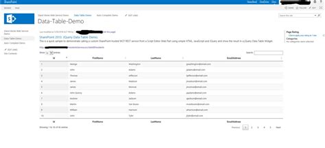 how to use jquery data table with custom wcf in sharepoint script part useful scripts basic
