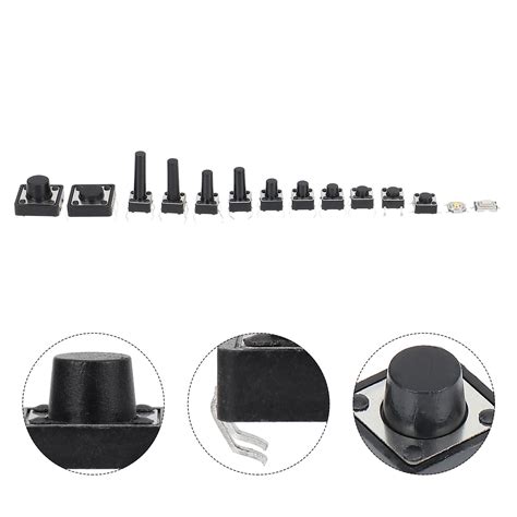 Labrimp 140pcs Tactile Push Button Switches For Breadboard Use Black Square Plastic Copper