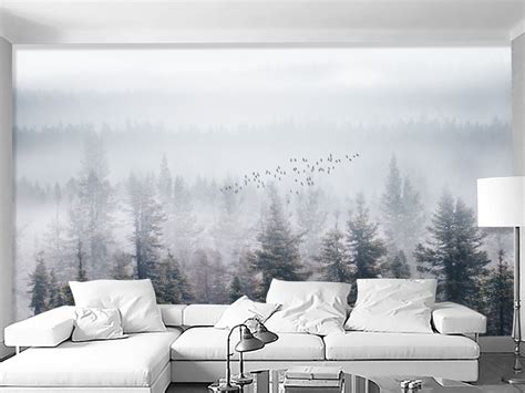 Фотообои Лес в тумане и птицы заказать цена Сфинкс