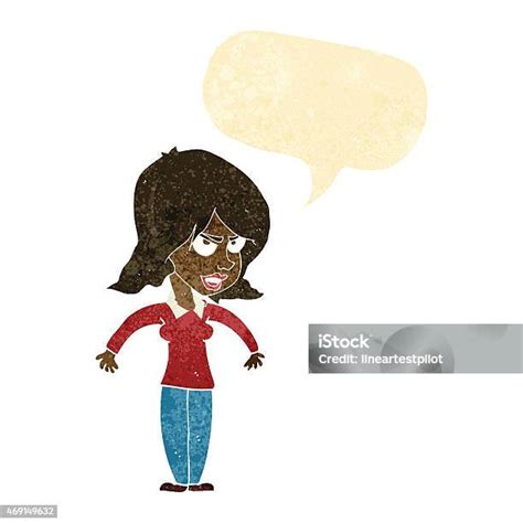 Kartun Berarti Wanita Dengan Gelembung Pidato Ilustrasi Stok Unduh