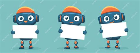 Modern Illustration With Robots Presenting Collection Designs Robots Showing Whiteboards And