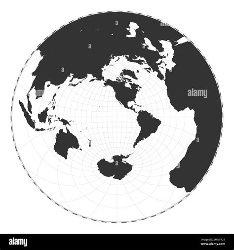 Vector World Map Airys Minimum Error Azimuthal Projection Plain World Geographical Map With