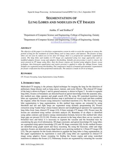 Segmentation Of Lung Lobes And Nodules In Ct Images Pdf