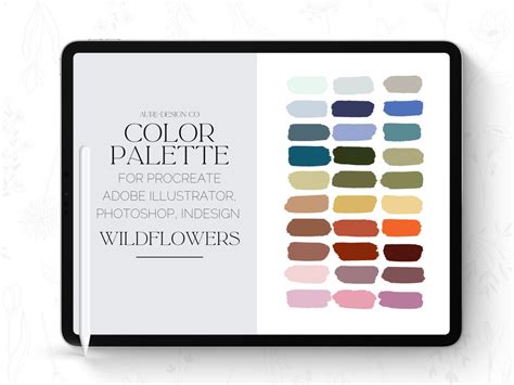 Floral Color Palette For Procreate 30 Wildflower Color Swatches For Illustrator Etsy