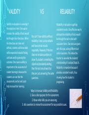 Understanding Validity And Reliability In Education Course Hero