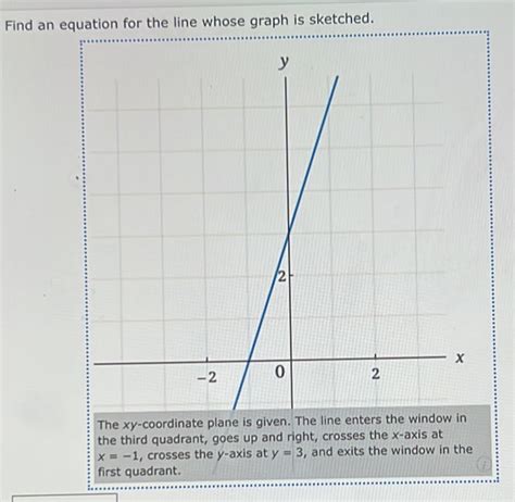 Solved Find An Equation For The Line Whose Graph Is Sketched The Xy