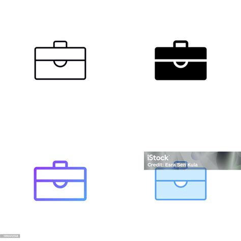 서류 가방 아이콘 편집 가능한 스트로크가있는 네 가지 스타일의 디자인 선 솔리드 플랫 라인 및 컬러 그라디언트 라인 웹 페이지 모바일 앱 Ui Ux 및 Gui 디자인에
