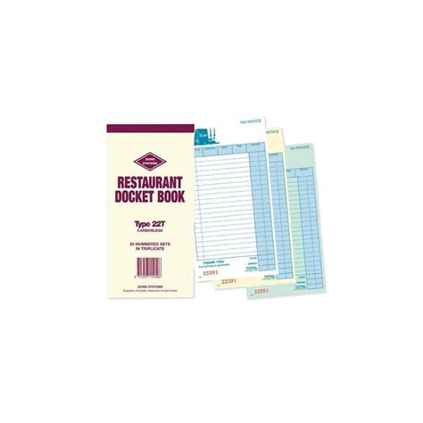 Buy Docket Book Triplicate Carbonless Large 22t Online Australia Mfd Food